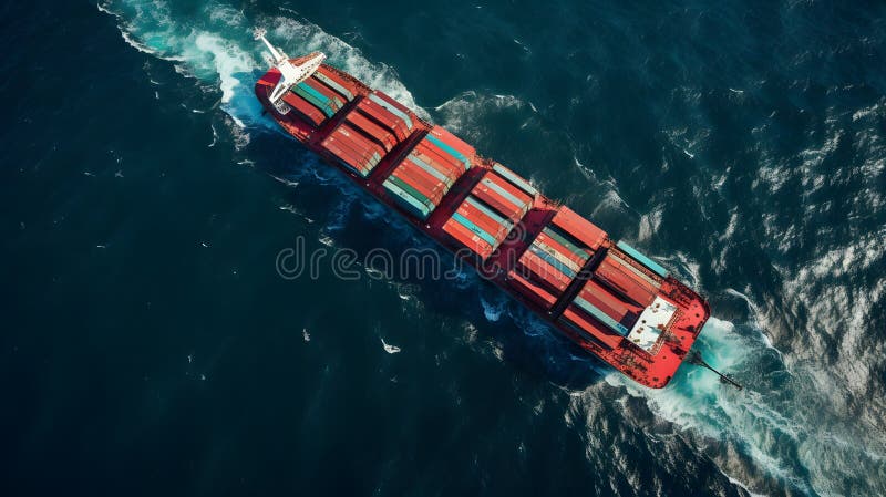 Cargo Ship in the Ocean. Neural Network AI Generated Stock Illustration ...