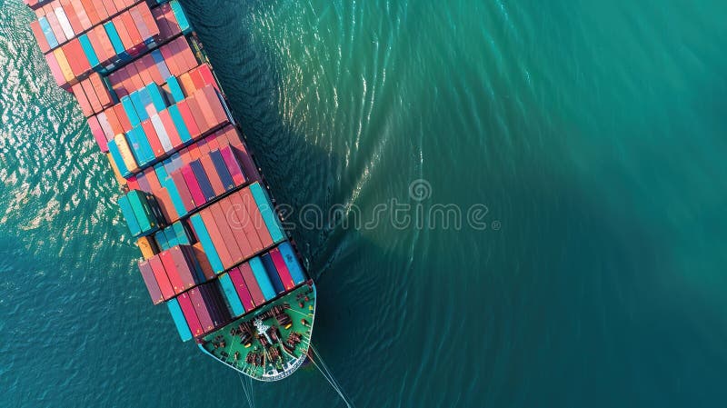 Cargo Ship on the Ocean Viewed from Above Stock Illustration ...