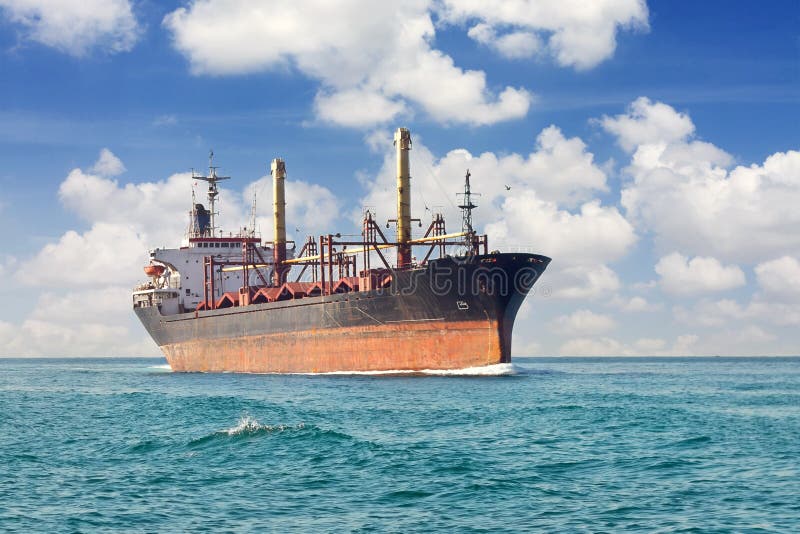 Cargo ship at open sea stock photo. Image of modern, blue - 21645634