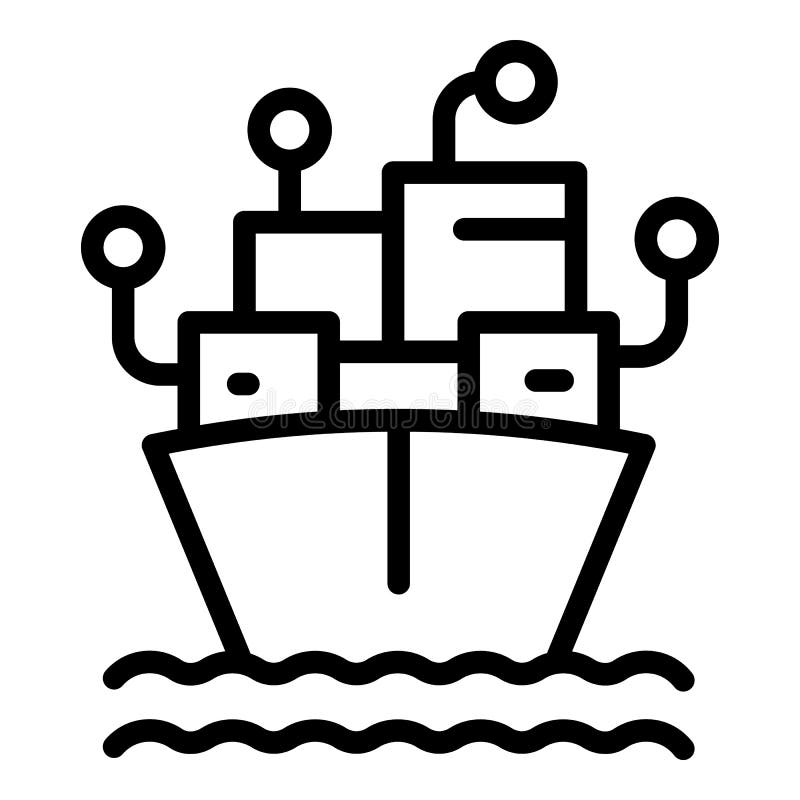 Cargo Ship Parcel Tracking Icon Outline Vector. Delivery Box Stock ...