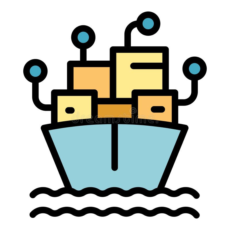 Cargo Ship Parcel Tracking Icon Vector Flat Stock Illustration ...