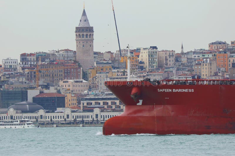 10-04-2024 Istanbul-Turkey: Cargo Ship Passing through the Bosphorus ...