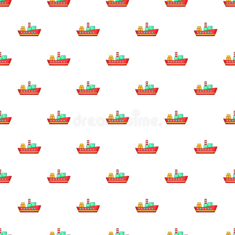 Cargo Ship Pattern, Cartoon Style Stock Vector - Illustration of ...