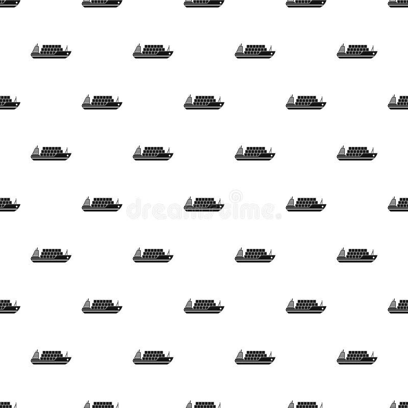 Cargo Ship Pattern, Simple Style Stock Vector - Illustration of goods ...