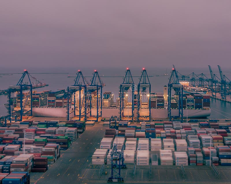 Cargo ship in port stock image. Image of container, shipin - 204598321