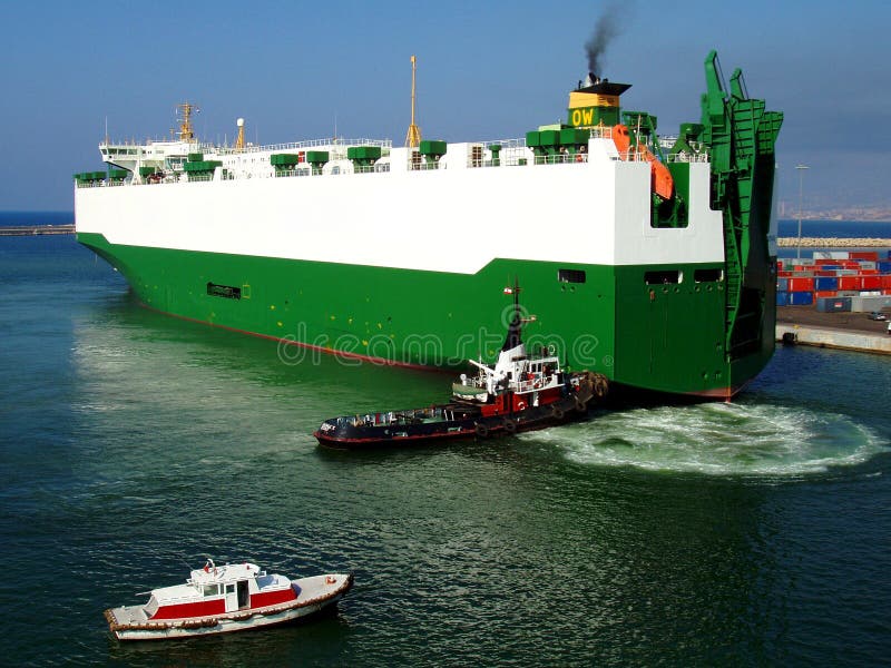 Cargo Ship in Port. Freight Ship in Port. Editorial Stock Photo - Image ...