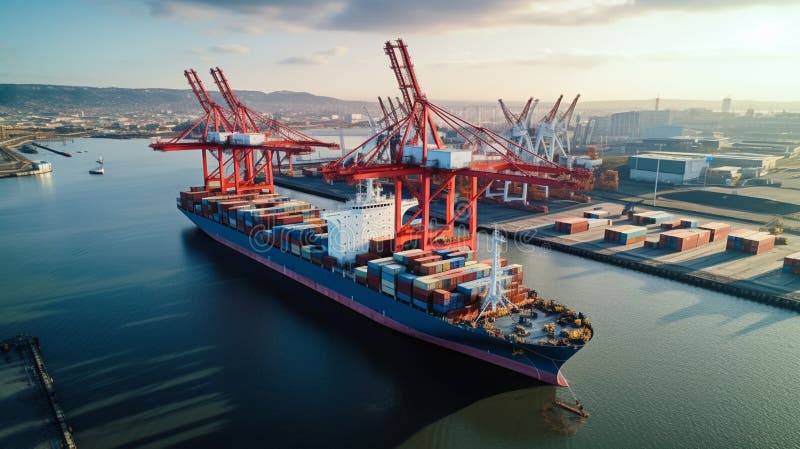 Cargo ship at the port stock image. Image of container - 306843135