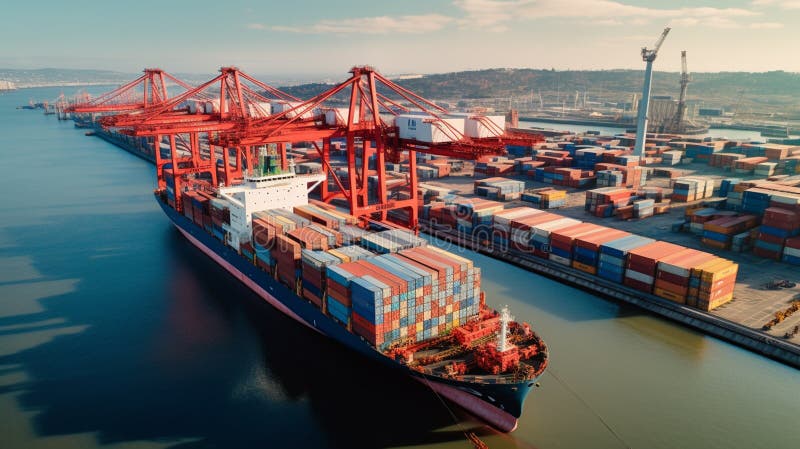 Cargo ship at the port stock photo. Image of shipping - 306849982