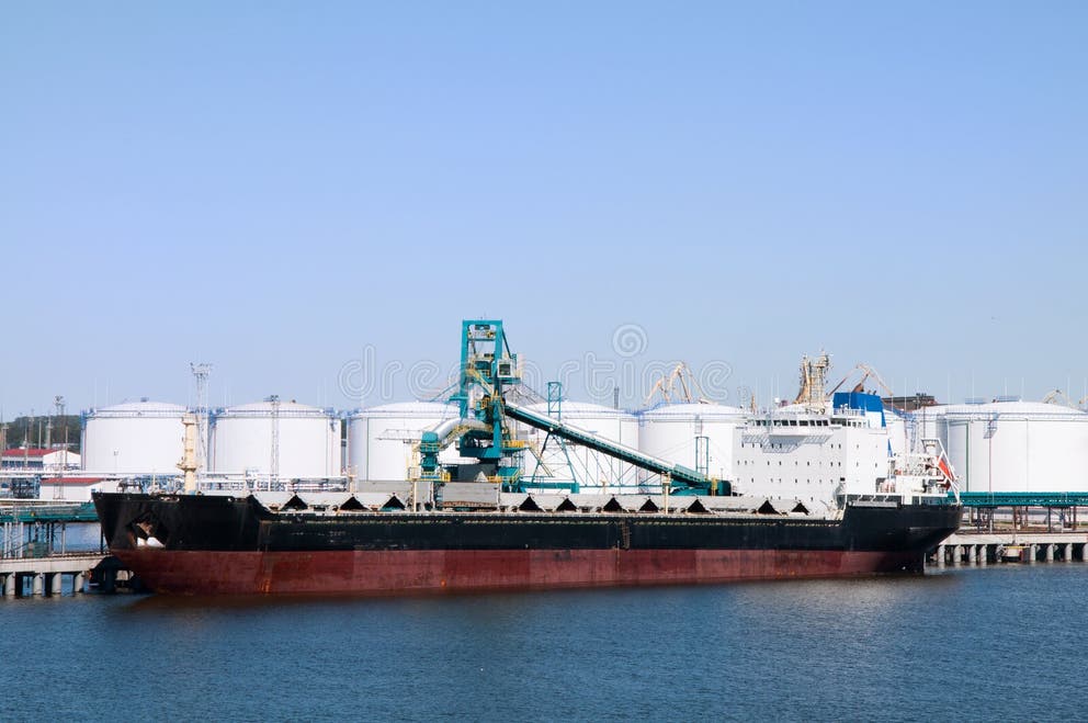 Cargo Ship in Port on Loading Stock Photo - Image of cargo, dock: 15230404