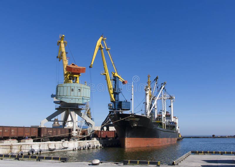 Cargo ship in the port stock photo. Image of fully, crane - 65285826
