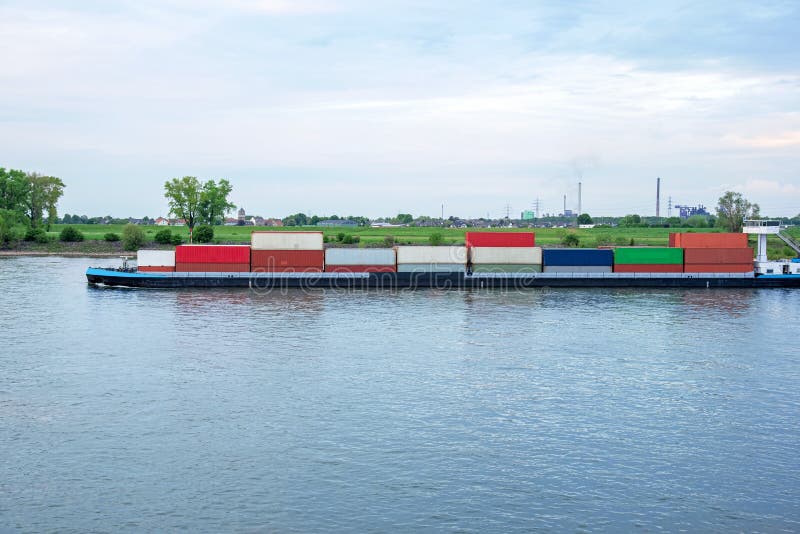 Cargo Ship in Port, River Transport Stock Image - Image of river ...
