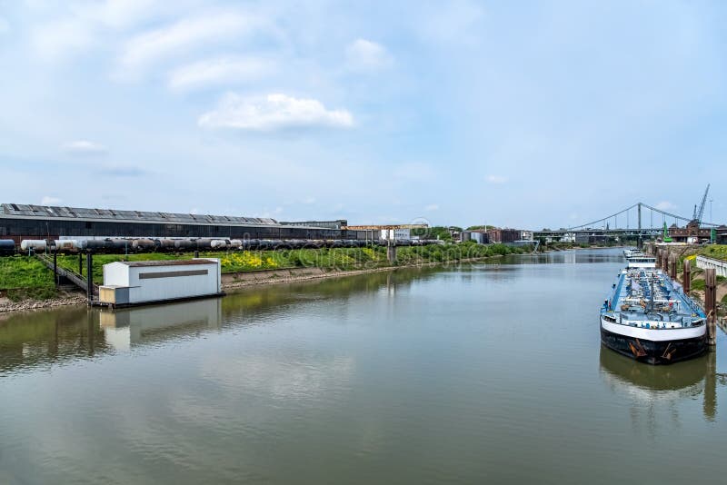 Cargo Ship in Port, River Transport Stock Photo - Image of export ...