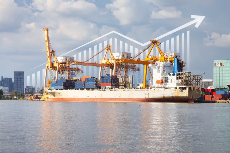 Cargo Ship at Dock with Concept of Increase. Stock Image - Image of ...