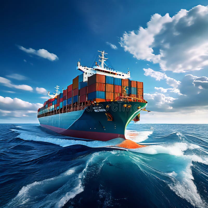 Cargo ship portrait stock illustration. Illustration of intricate ...
