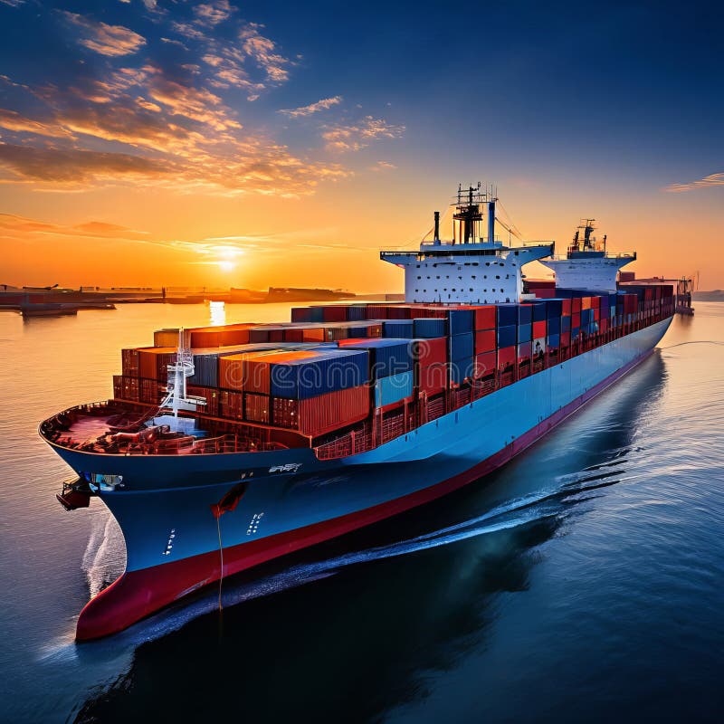 Cargo ship portrait stock illustration. Illustration of deck - 313073089