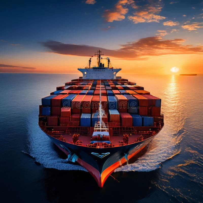 Cargo ship portrait stock illustration. Illustration of high - 313073100