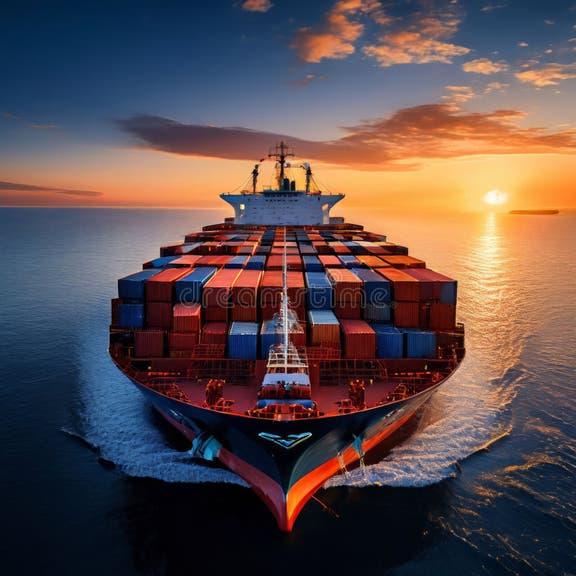 Cargo ship portrait stock illustration. Illustration of high - 313073100