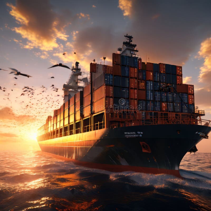 Cargo ship portrait stock illustration. Illustration of definition ...