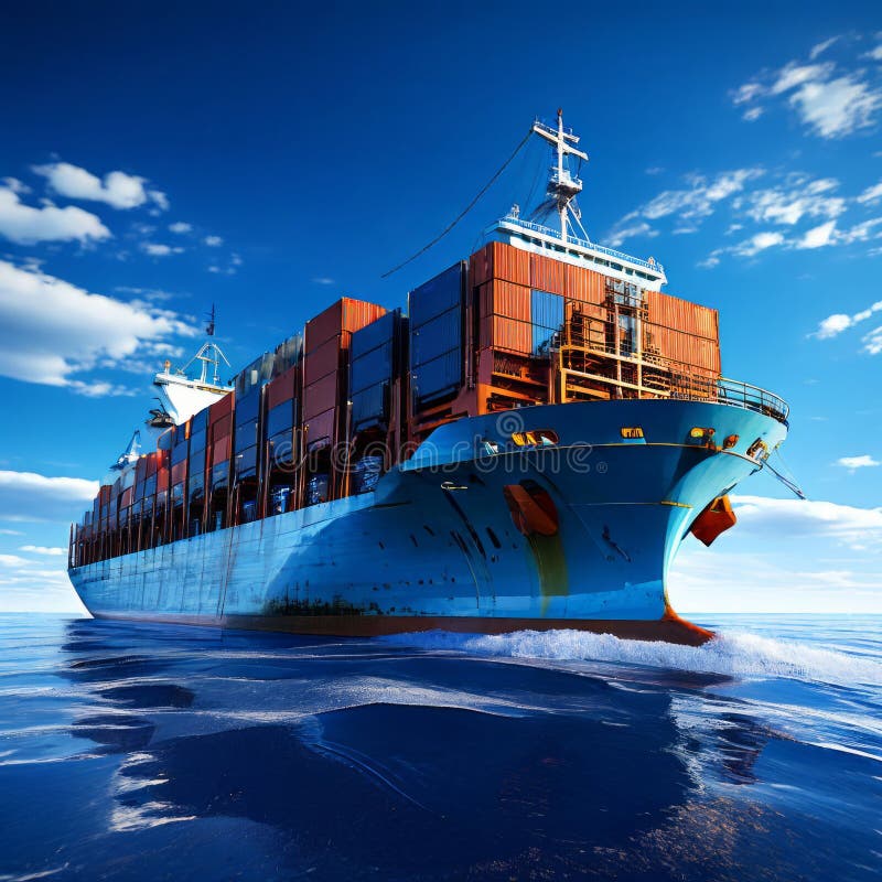 Cargo ship portrait stock illustration. Illustration of high - 313073210
