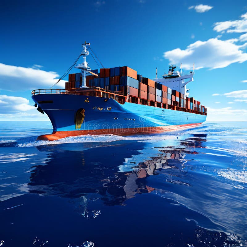 Cargo ship portrait stock illustration. Illustration of ship - 313073231