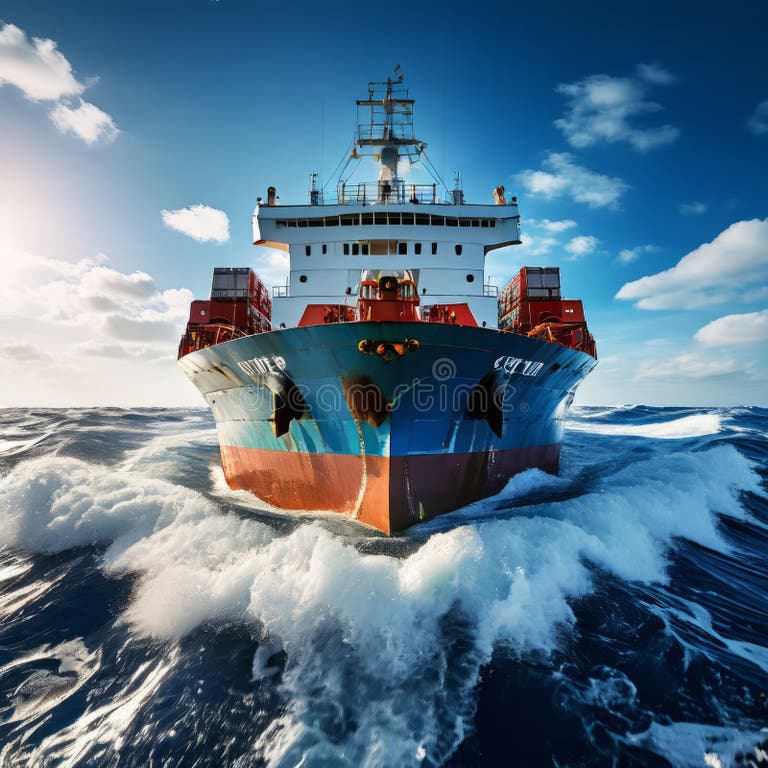 Cargo ship portrait stock illustration. Illustration of ship - 313073292