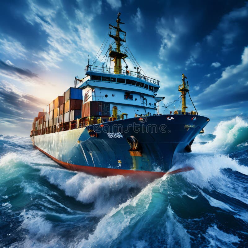 Cargo ship portrait stock illustration. Illustration of ultra - 313073348