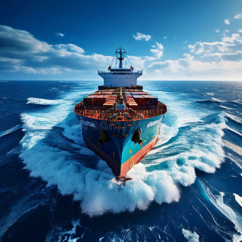 Cargo ship portrait stock illustration. Illustration of deck - 313073391
