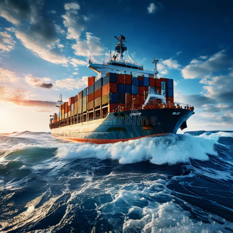 Cargo ship portrait stock illustration. Illustration of definition ...