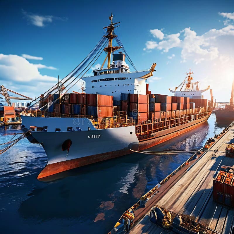 Cargo ship portrait stock illustration. Illustration of definition ...