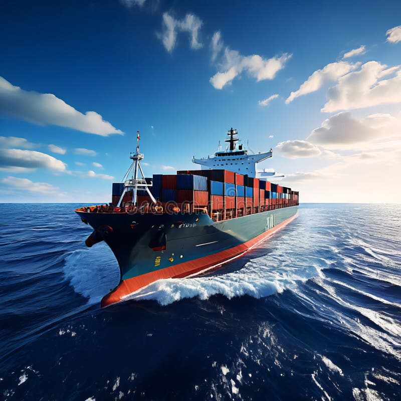 Cargo ship portrait stock illustration. Illustration of loading - 313073465