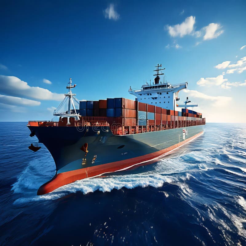 Cargo ship portrait stock illustration. Illustration of ultra - 313073471