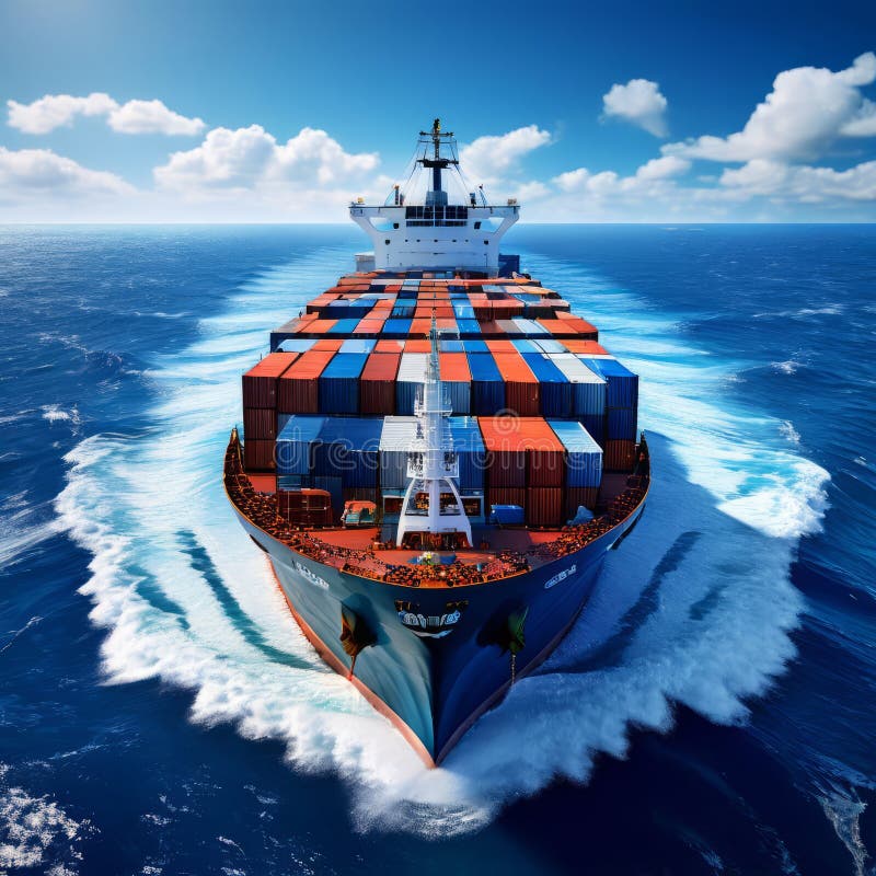 Cargo ship portrait stock illustration. Illustration of deck - 313073486