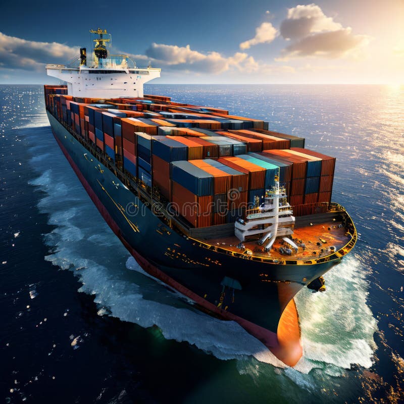 Cargo ship portrait stock illustration. Illustration of ultra - 313073563