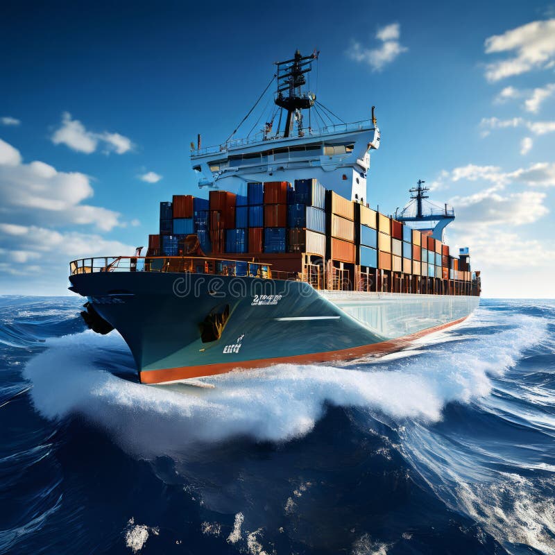 Cargo ship portrait stock illustration. Illustration of structures ...