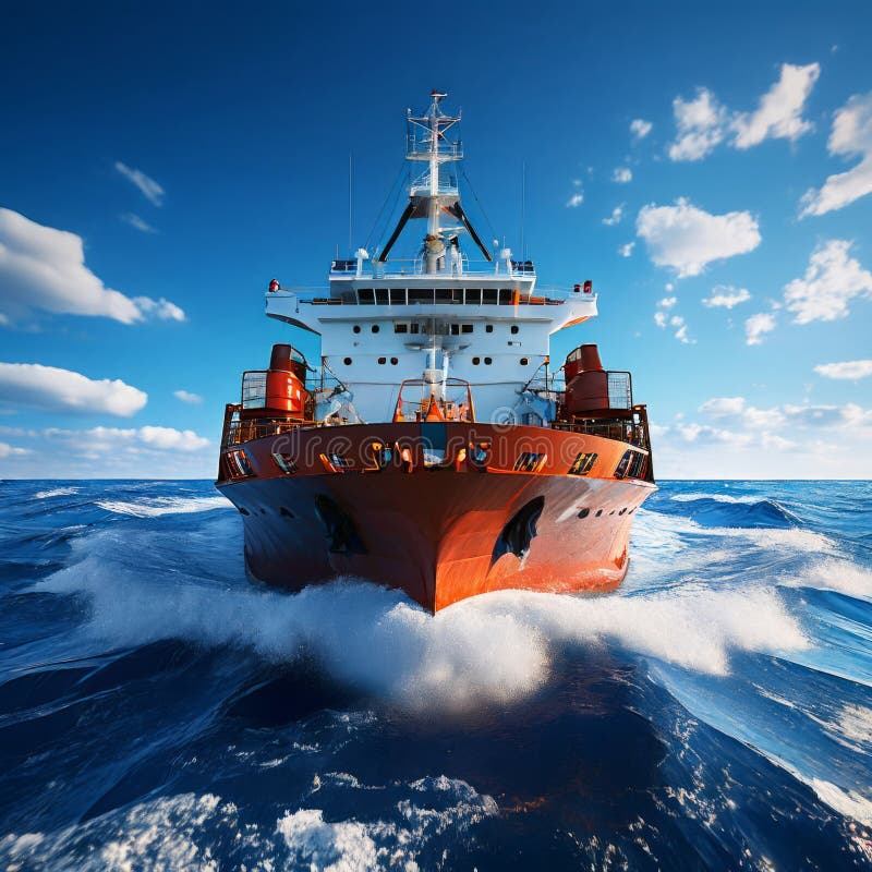 Cargo ship portrait stock illustration. Illustration of high - 313073659
