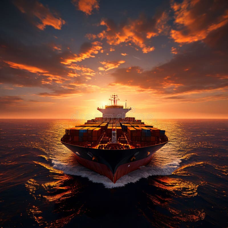 Cargo ship portrait stock illustration. Illustration of showcasing ...