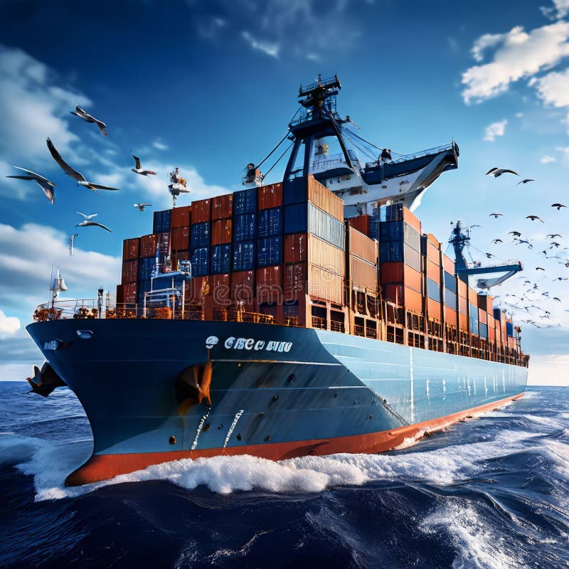 Cargo ship portrait stock illustration. Illustration of portrait ...