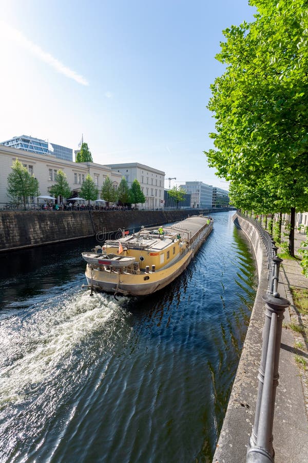 Cargo Ship on a River through a City Berlin Editorial Image - Image of ...