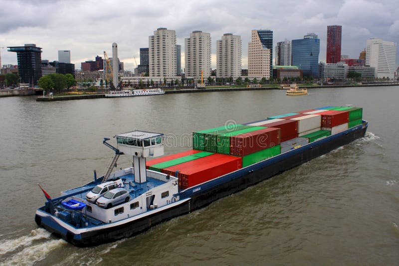 Cargo Ship in Rotterdam Harbor Stock Image - Image of maritime, bulk ...