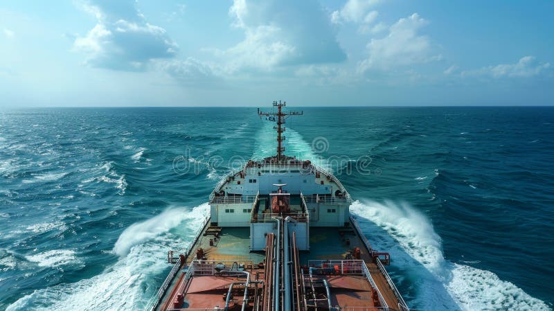 Cargo Ship Sailing through Blue Ocean Waters Stock Photo - Image of ...