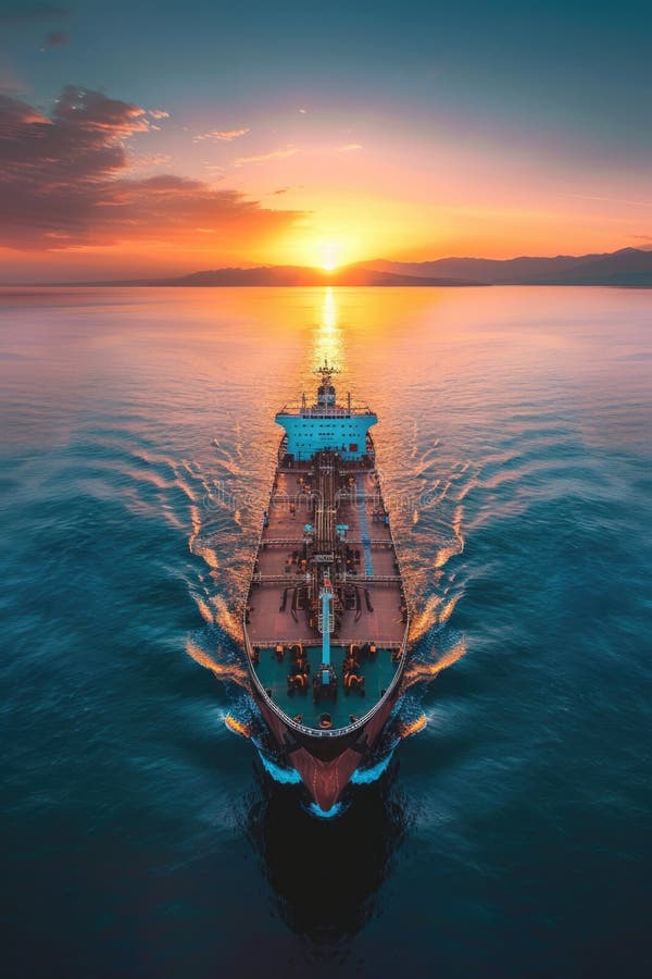 Cargo Ship Sailing through the Ocean, Suitable for Transportation or ...