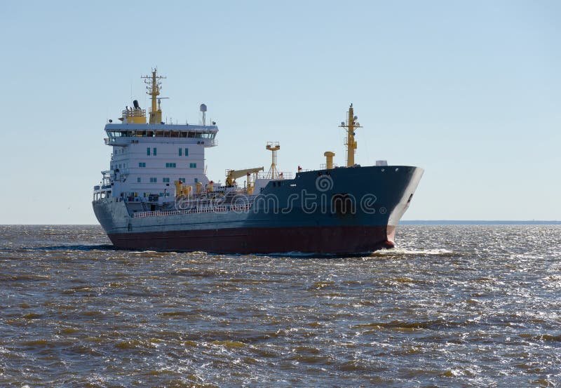 Cargo Ship Sailing in Still Water Stock Image - Image of carrying ...