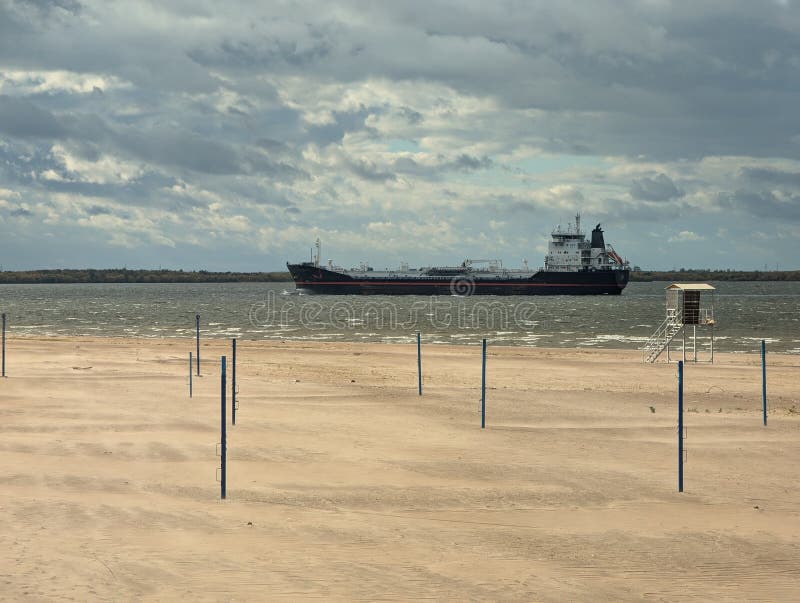 Cargo Ship, Ice Classed Bulk Carrier in the Ice and Fog of a Freezing ...