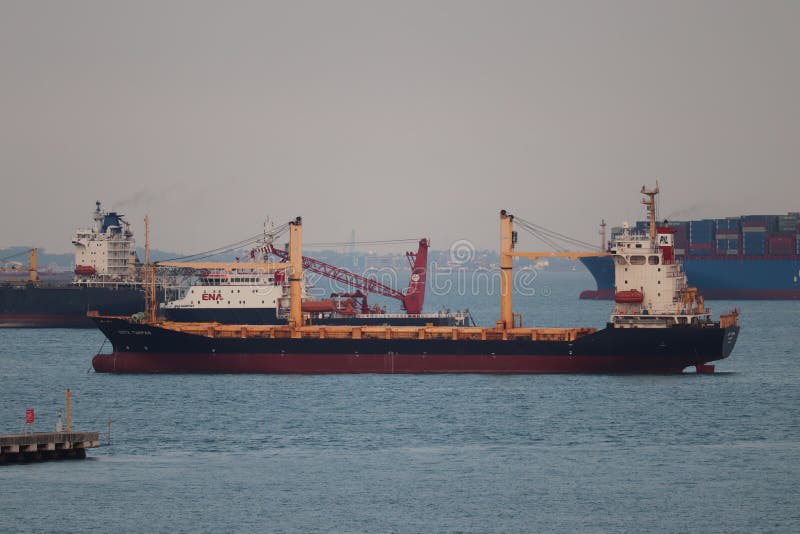 Cargo Ship in the Singapore Waters Stock Image - Image of ...