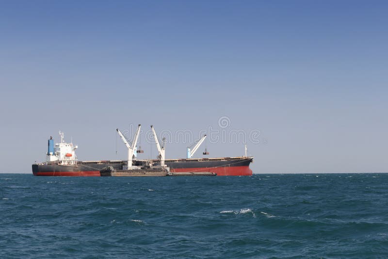 Cargo ship in the sea. stock image. Image of freighter - 92951805