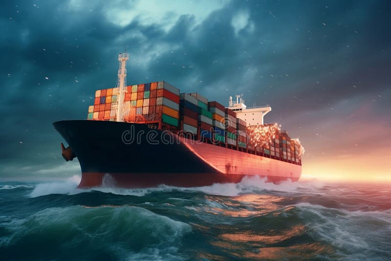 Cargo Ship in the Sea. Generative AI. Stock Illustration - Illustration ... Cargo Ship in the Sea. Generative AI. Stock Illustration - Illustration ...