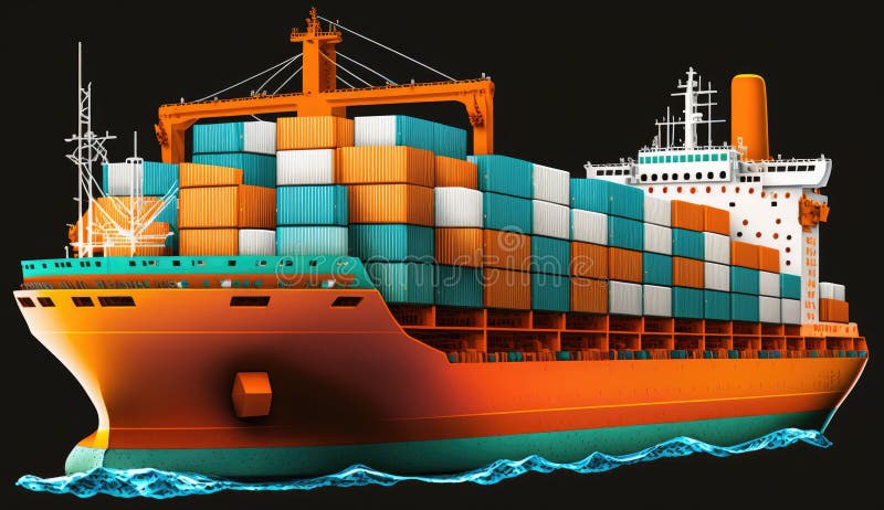 Cargo Ship in Port Cargo Ship in the Sea Stock Illustration ...