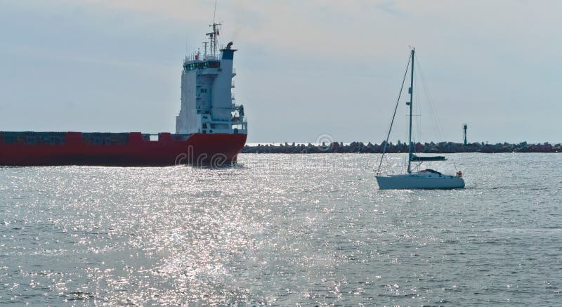 Cargo Ship at Sea, the Ship Returned To Port in the Baltic Sea Stock ...