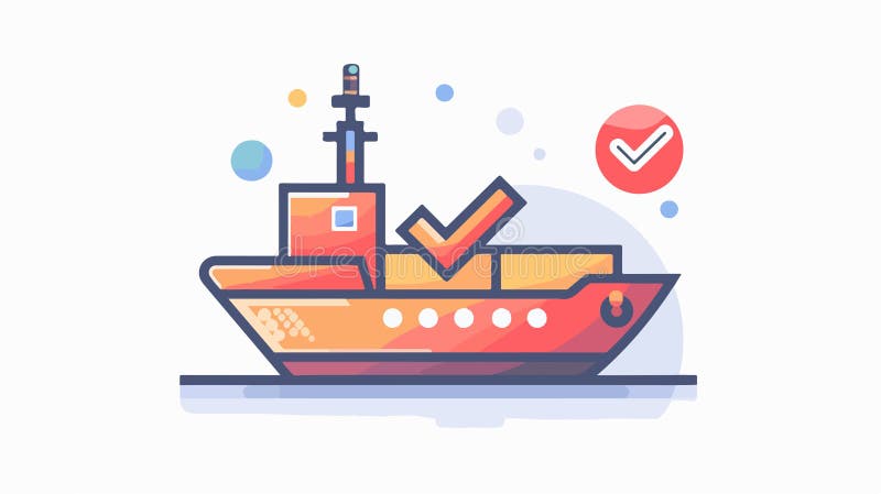 Cargo Ship with Shipment Icons and Check Mark for Delivery Logistics ...
