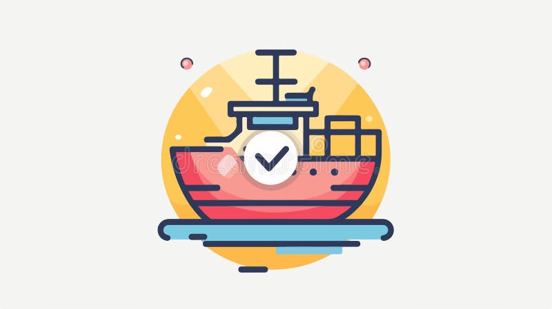 Cargo Ship with Shipment Icons and Check Mark for Delivery Logistics ...